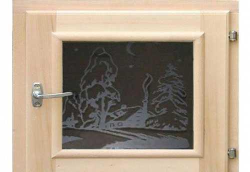 Окно бронза прозрачное с рисунком для бани