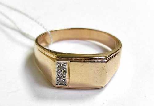 Золотое кольцо-печатка с фианитами 585 проба 21р