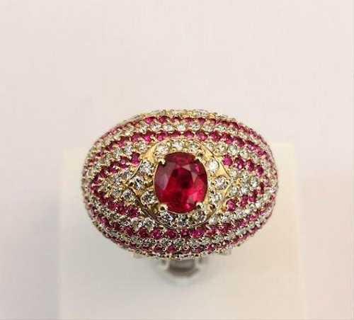 Золотое кольцо с рубинами и бриллиантами МГУ