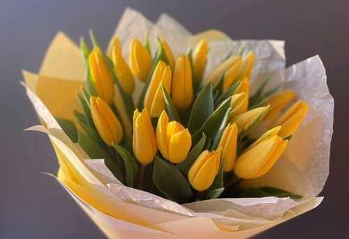 Жёлтые тюльпаны гладкие и пионовидные