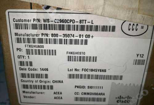 Коммутатор (свич) Cisco WS-C2960CPD-8TT-L NEW C НД