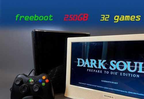 Xbox 360 250GB freebot + 32 игры
