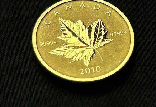 Золотая монета 10 долларов Канада