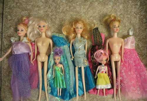 Куклы Барби с платьями (6 штук)