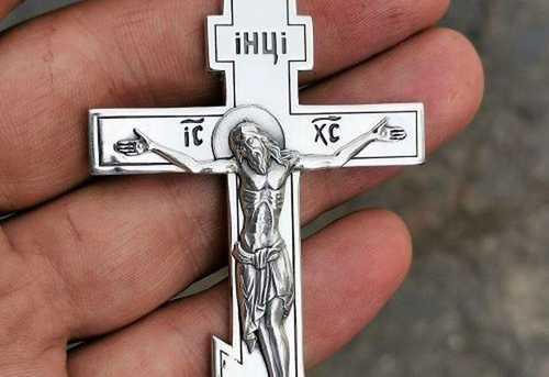 Крест православный мужской, серебро 925 пробы