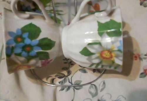 Фарфоровая посуда - чайная пара на подставке