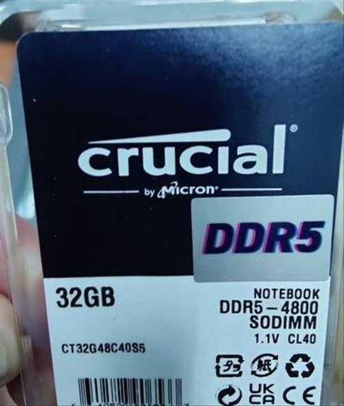Оперативная память crucial DDR5 4800 sodimm 16 32