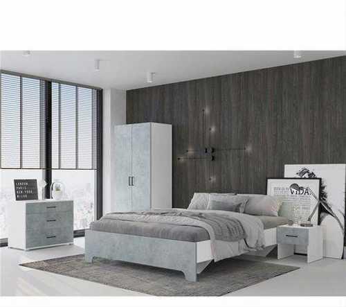 Спальный гарнитур 6 предметов серый бетон