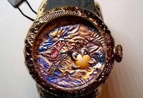 Стильные массивные наручные часы Дракон