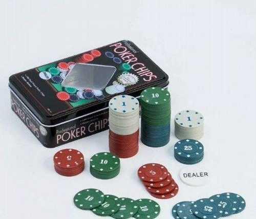 Покер набор для игры фишки 100 шт 11.5х19 см