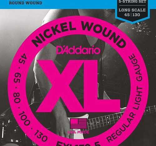 D'addario EXL-170-5 XL nickel wound струны для ба