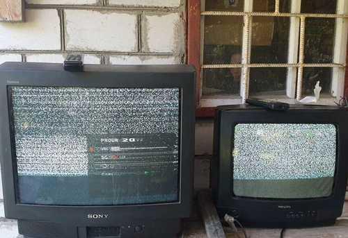 Два кинескопных телевизора Sony, Philips рабочие