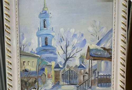Картина "Московский дворик" Зимний пейзаж