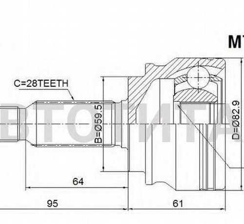 Шрус внешний mitsubishi/ lancer X CY3 2007/33*59,5