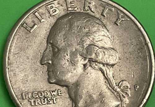 25 центов 1985 США D сери четвертак