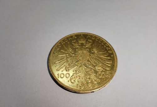 Золотая монета Австрийские 100 Крон 1915