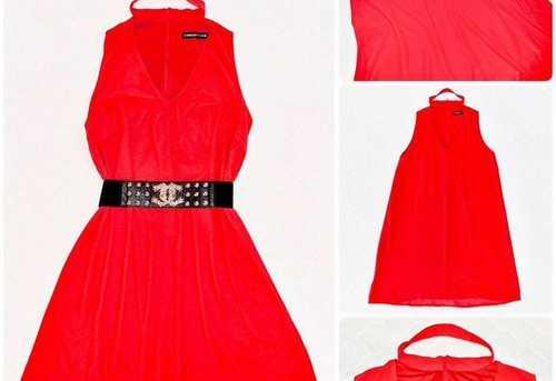 Летнее шифоновое платье, красного цвета