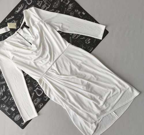 Платье белое с драпировкой bcbgmaxazria размер M