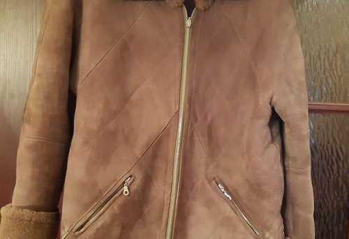 Дубленка-куртка зимняя натуральная бежевая