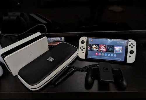 Nintendo Switch Oled 64gb + 128gb, 6 игр и чехол