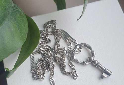 Кулон ключик с цепочкой серебро