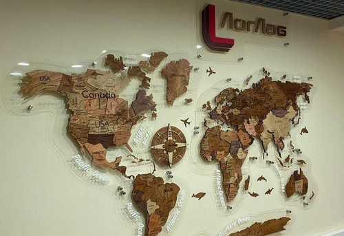 Карта мира на стену с логотипом компании