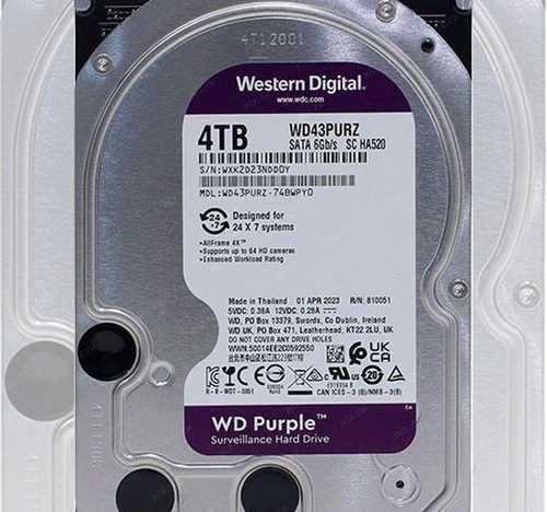 Жесткий диск 4000Gb Western Digital WD Purple