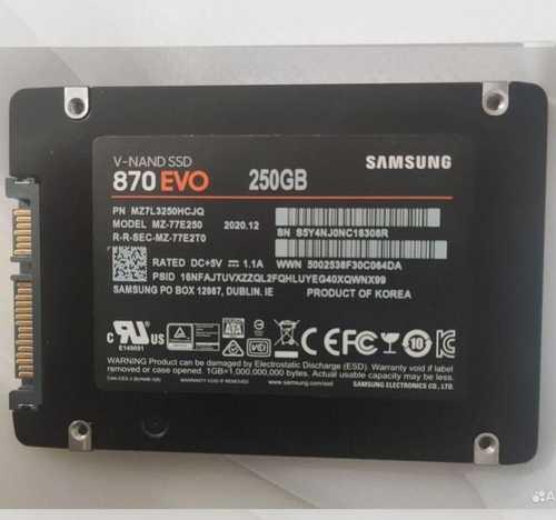 Ssd samsung 870 evo 250gb