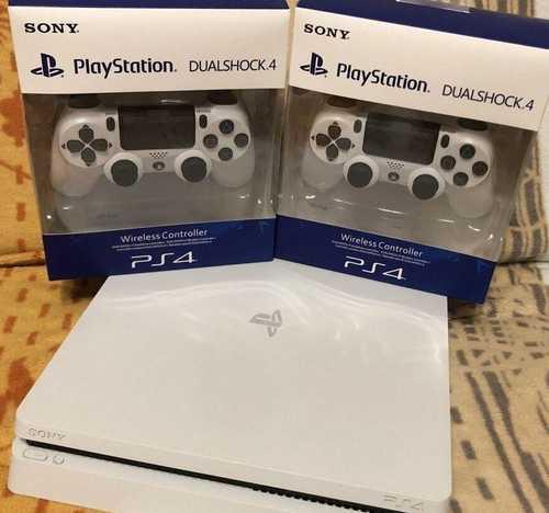 Прошитая PS4 Slim White 11.00   2 джоя и много игр