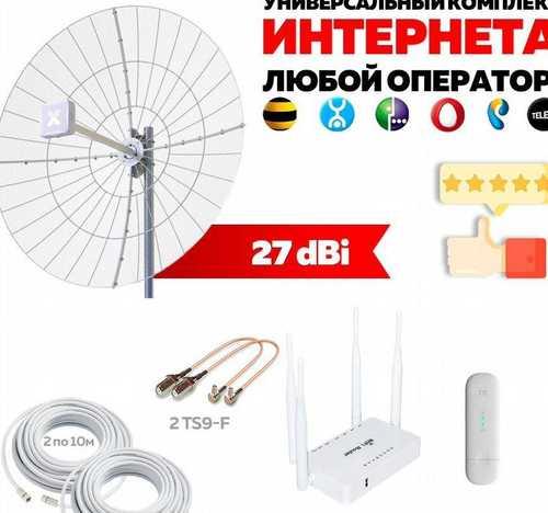 Комплект Усиления 4G Интернета ZTE 1626   Vika27Дб