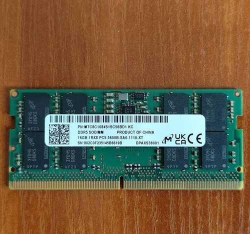 Оперативная память DDR5 16 gb 5600 SO-dimm Micron