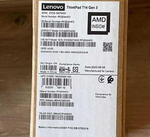 Lenovo Thinkpad t14 gen3 на ryzen 7 6850u