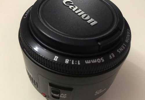 Объектив Canon lens EF 50 mm/1.8 0.45 m/1.5 ft