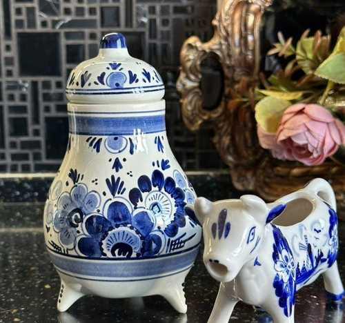 Delft Holland молочник чайница на ножках