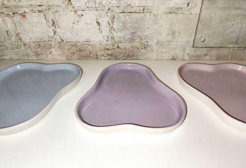 Тарелка Икеа, керамика розовая голубая фиолетовая