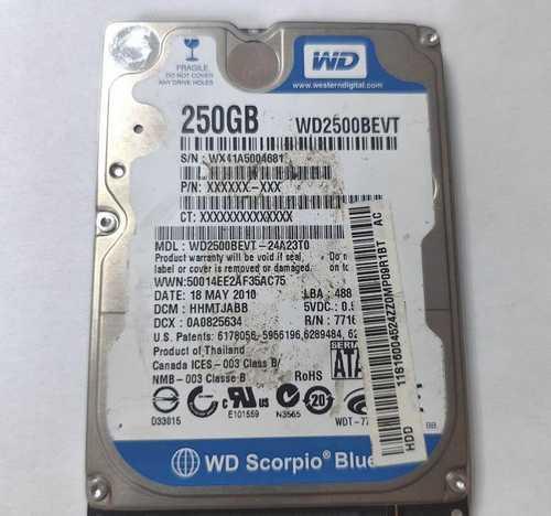 Жесткий диск 2,5 WD 250Gb 4 бэда