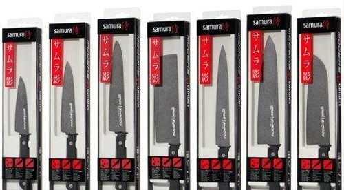 Набор из 7 кухонных стальных ножей "samura shadow"
