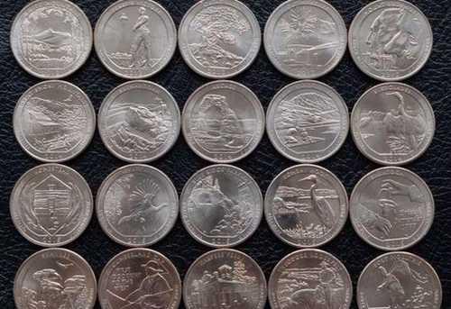 Набор монет 25 центов США Парки (49 шт) UNC