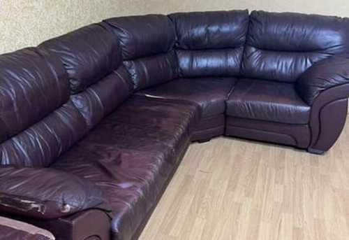 Большой угловой диван бу кожаный