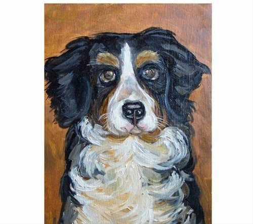 Картина маслом "Портрет собаки" холст 30х20 см