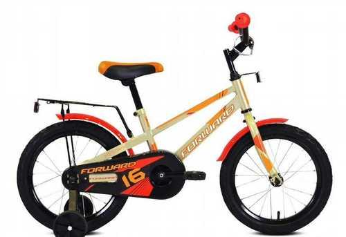 Велосипед 16 forward meteor 2022 серый/оранжевый
