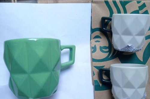 Кружка Starbucks керамика зелёная с ребрами