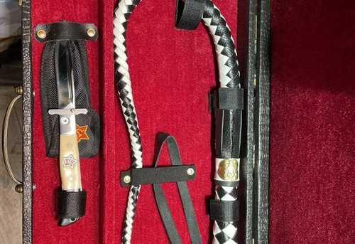 Подарочный набор нож финка + кожаная нагайка