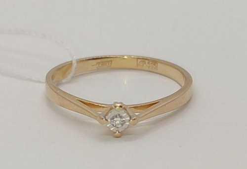 Золотое кольцо с бриллинтом 16 размер