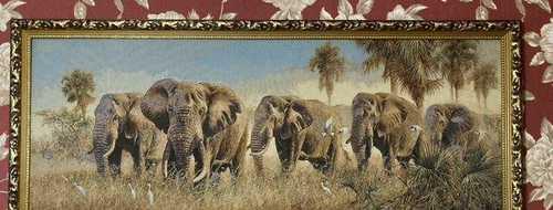 Картина из гобелена Слоны сафари