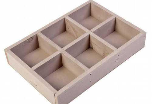 Ящик деревянный, 6 ячеек, размер 28х19х4 см, 1 шт