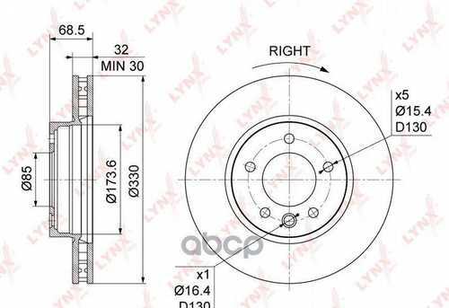 Диск тормозной передний R (330x32) BN1212R lynx