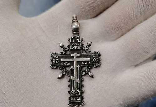 Крестик кулон распятие медальон серебро 925 пробы