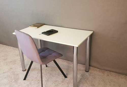 Письменный стол Белый 110*60 см. Хром ножки