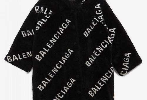 Balenciaga шуба black over logo faux fur